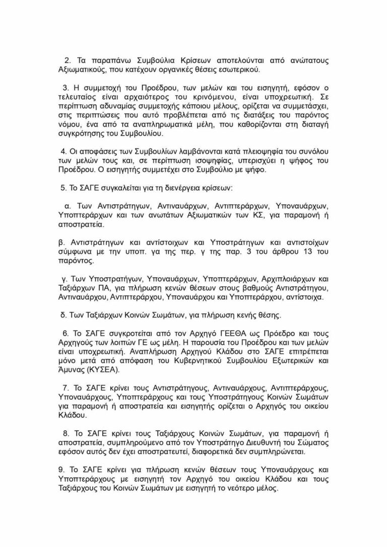 Kranosgr - Πολυνομοσχέδιο ΥΠΕΘΑ: Αναλυτικά όλα τα άρθρα για μεταθέσεις, προαγωγές, κρίσεις…